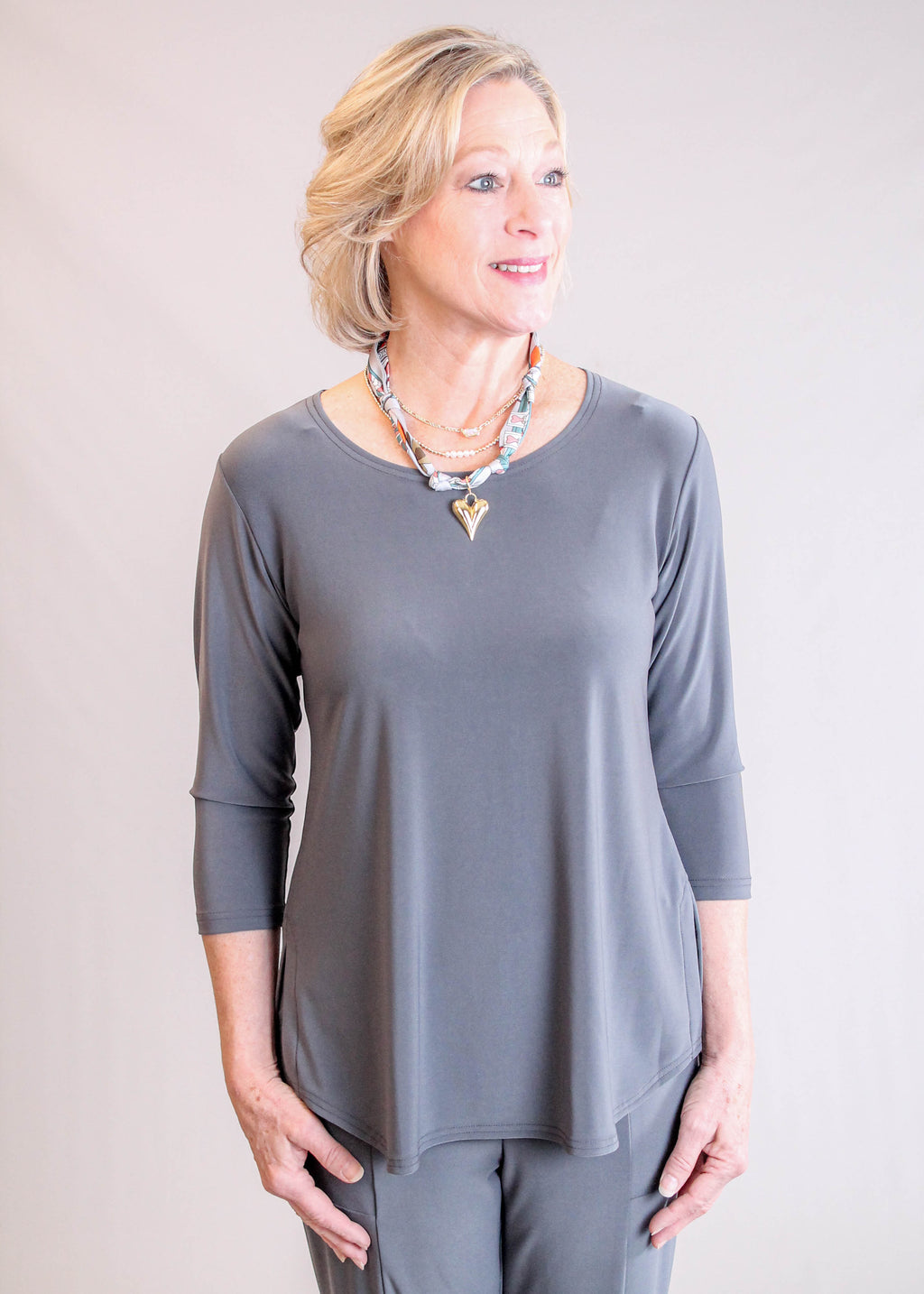 Sympli Go To Classic Relaxed Tee with 3/4 Sleeves – Fashion Crossroads Inc