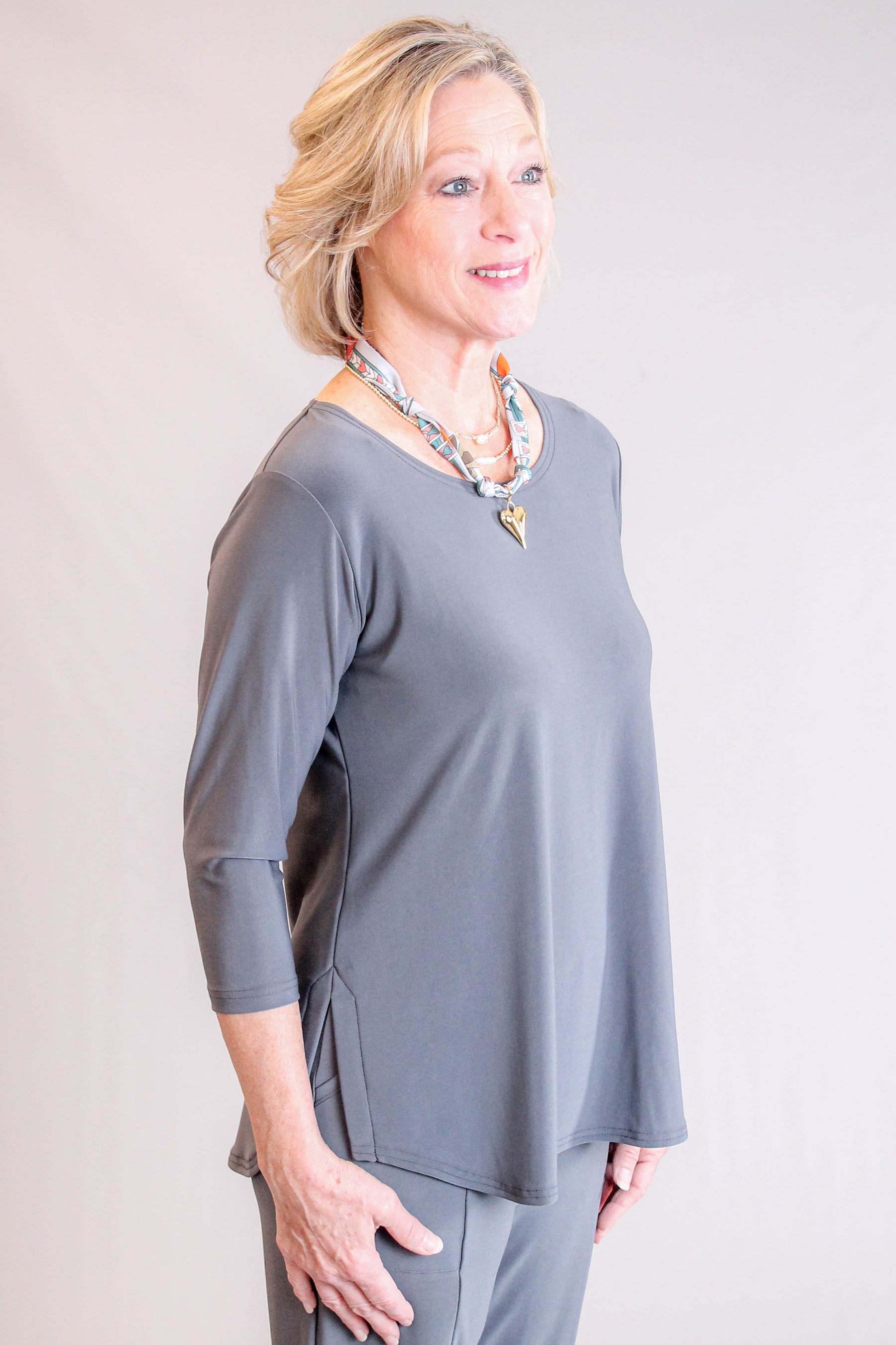 Sympli Go To Classic Relaxed Tee with 3/4 Sleeves – Fashion Crossroads Inc